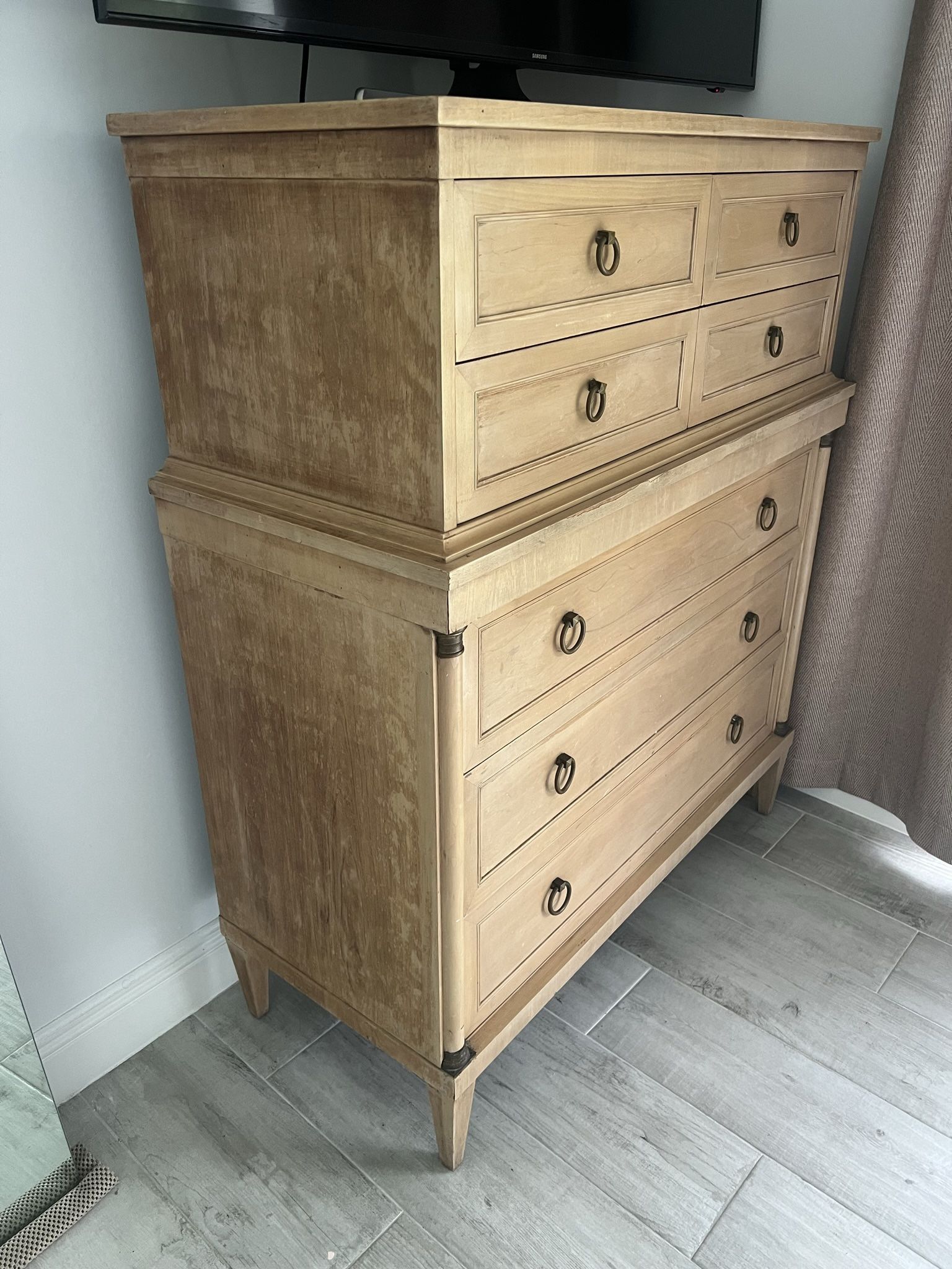 Vanleigh NY Montreal Vintage Real Wood Highboy Dresser. Antiques