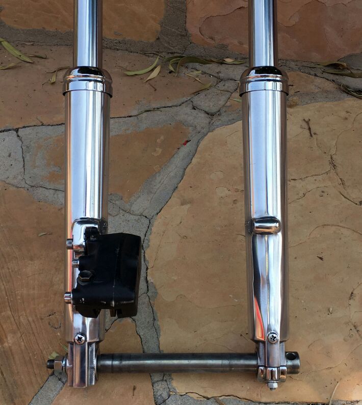 Harley Chopper FRONT END 5° Raked Trees 41mm Wide Glide Extended Forks ...