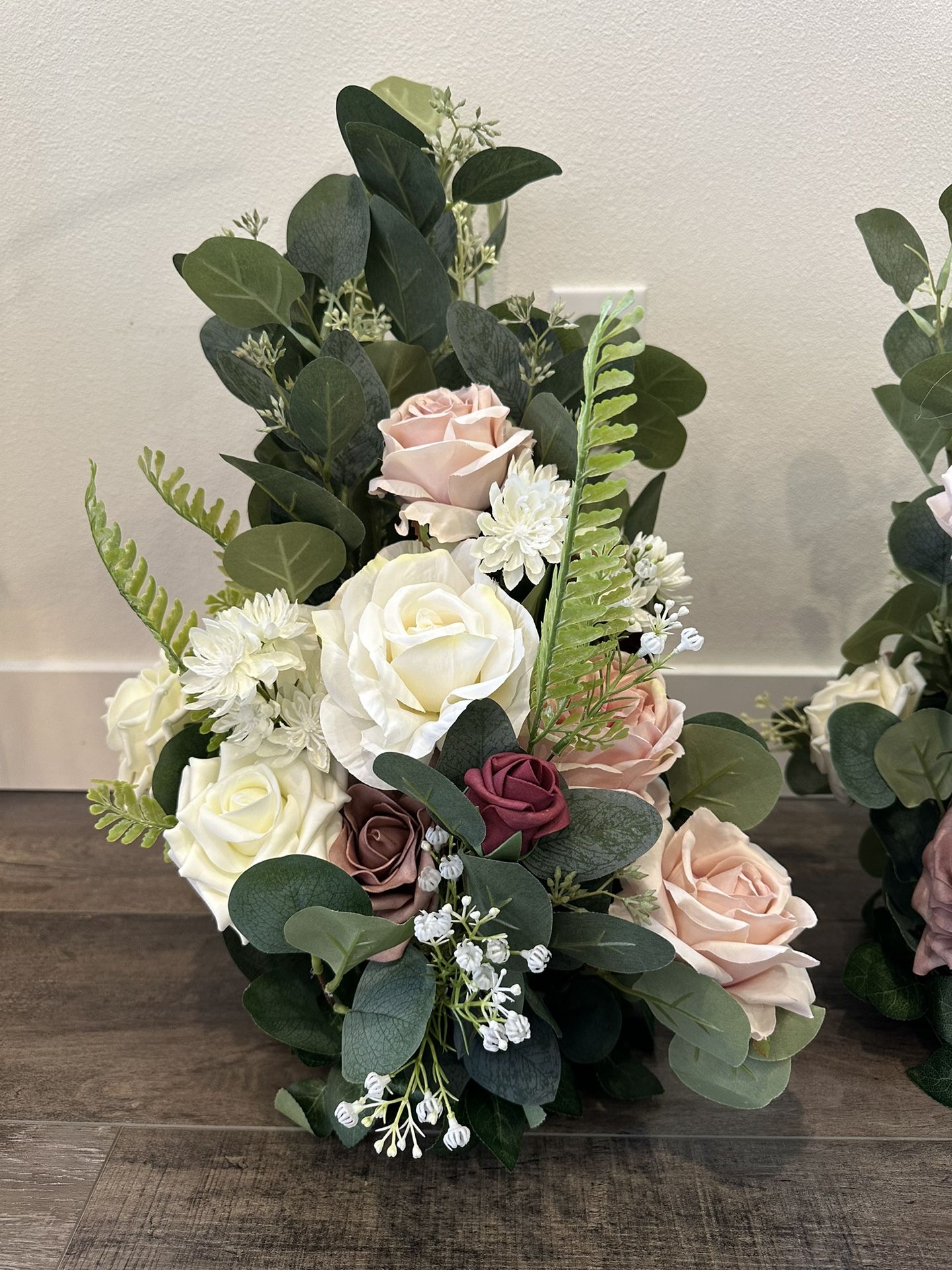 Wedding Floral - Faux Free-Standing Flower Arrangements in Dusty Rose ...