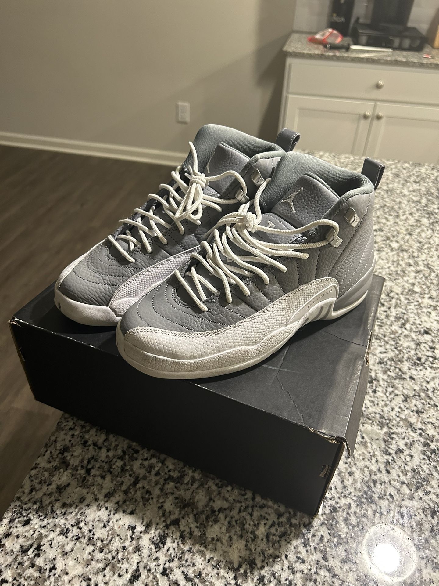 Jordan 12 Cool Grey On Feet