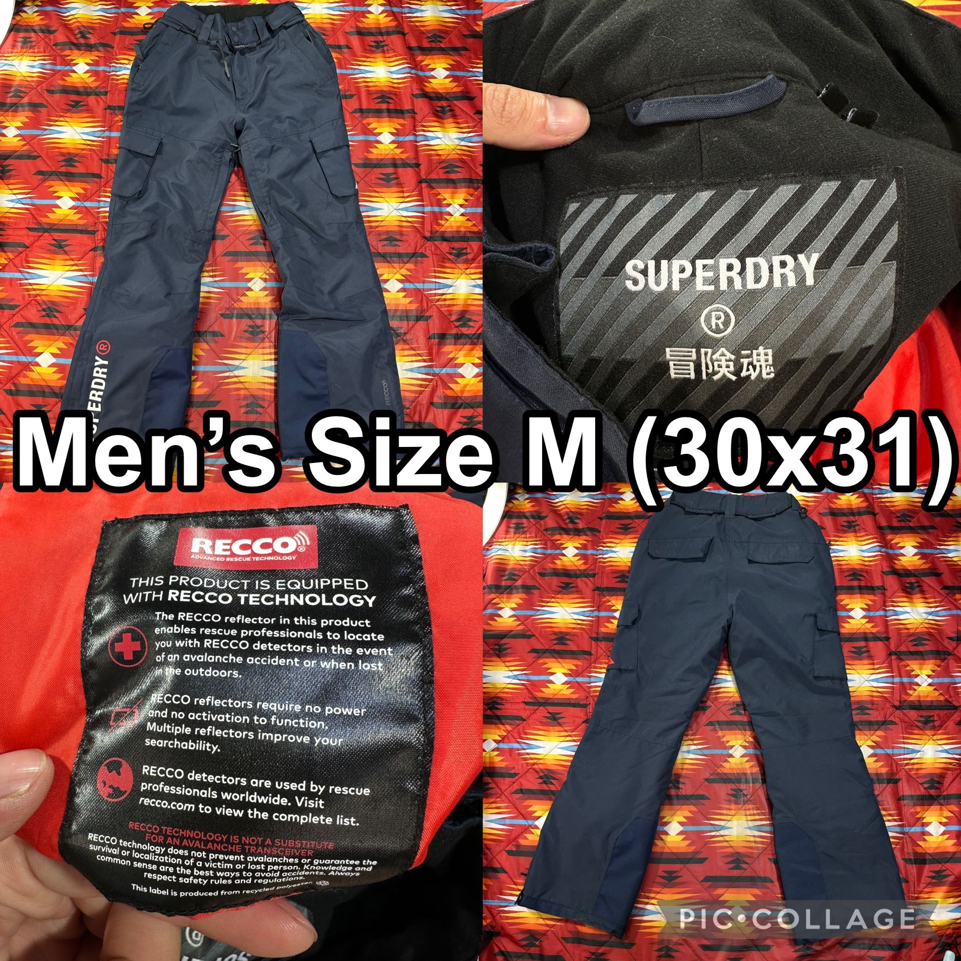 Superdry Ski Snow Blue Pants Recco Technology Men’s Size Medium 30x31 ...