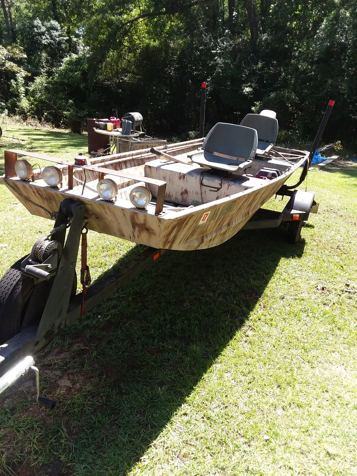 14ft Camouflaged Aluminium Tracker Jon Boat for Sale in Daleville, AL ...