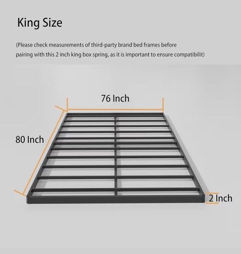 NIB King Box Spring 2 Inch Box Springs for King Bed, Low Profile Bunkie ...