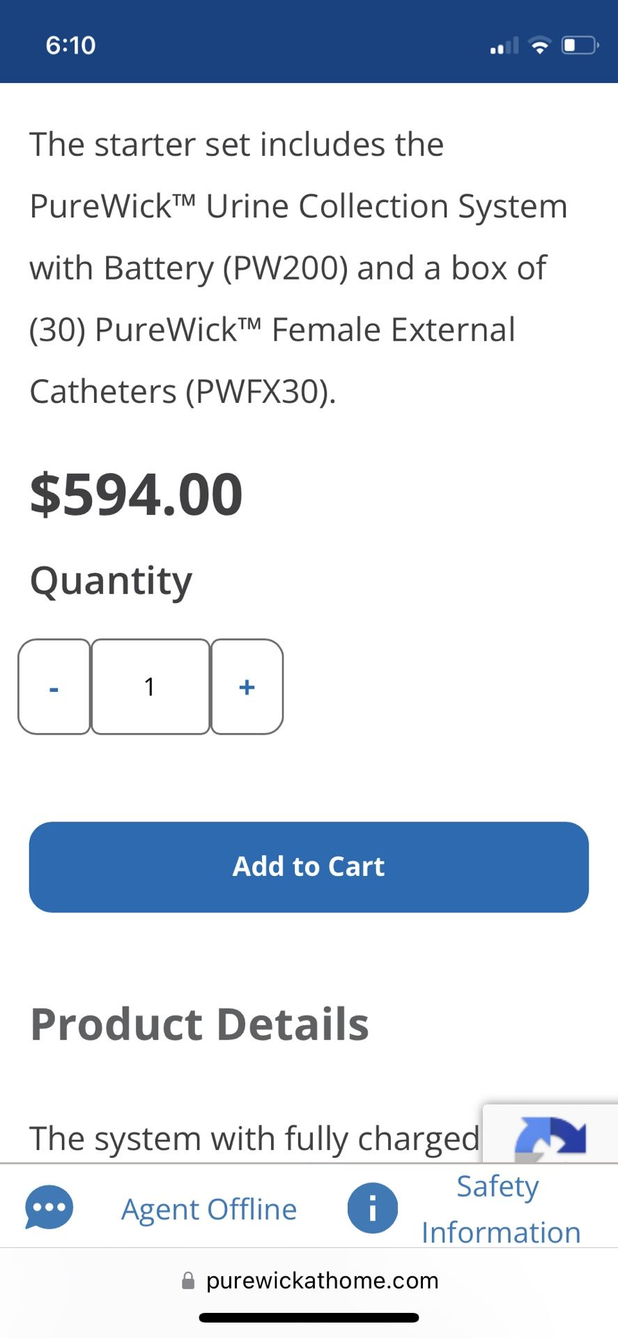 PureWick Urine Collection System With Battery, 50% OFF