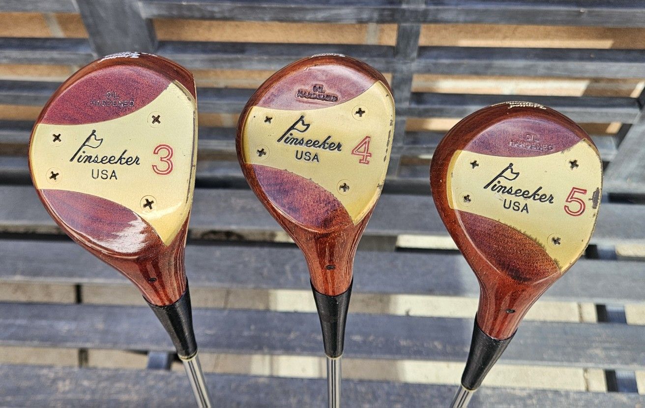SET OF 3 VINTAGE PINSEEKER GOLF CLUB WOODS - SUPER NICE CONDITION for ...