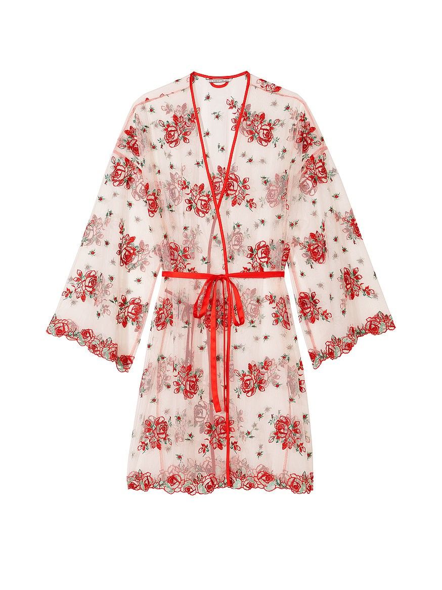 Victoria’s Secret Floral Embroidery Sheer Mesh Robe (Size M/L ) NWT for ...