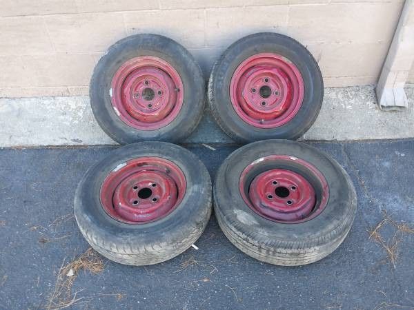 1962 Ford Falcon steel wheels. 4x4.5 lug pattern, 13 inch stock rims ...