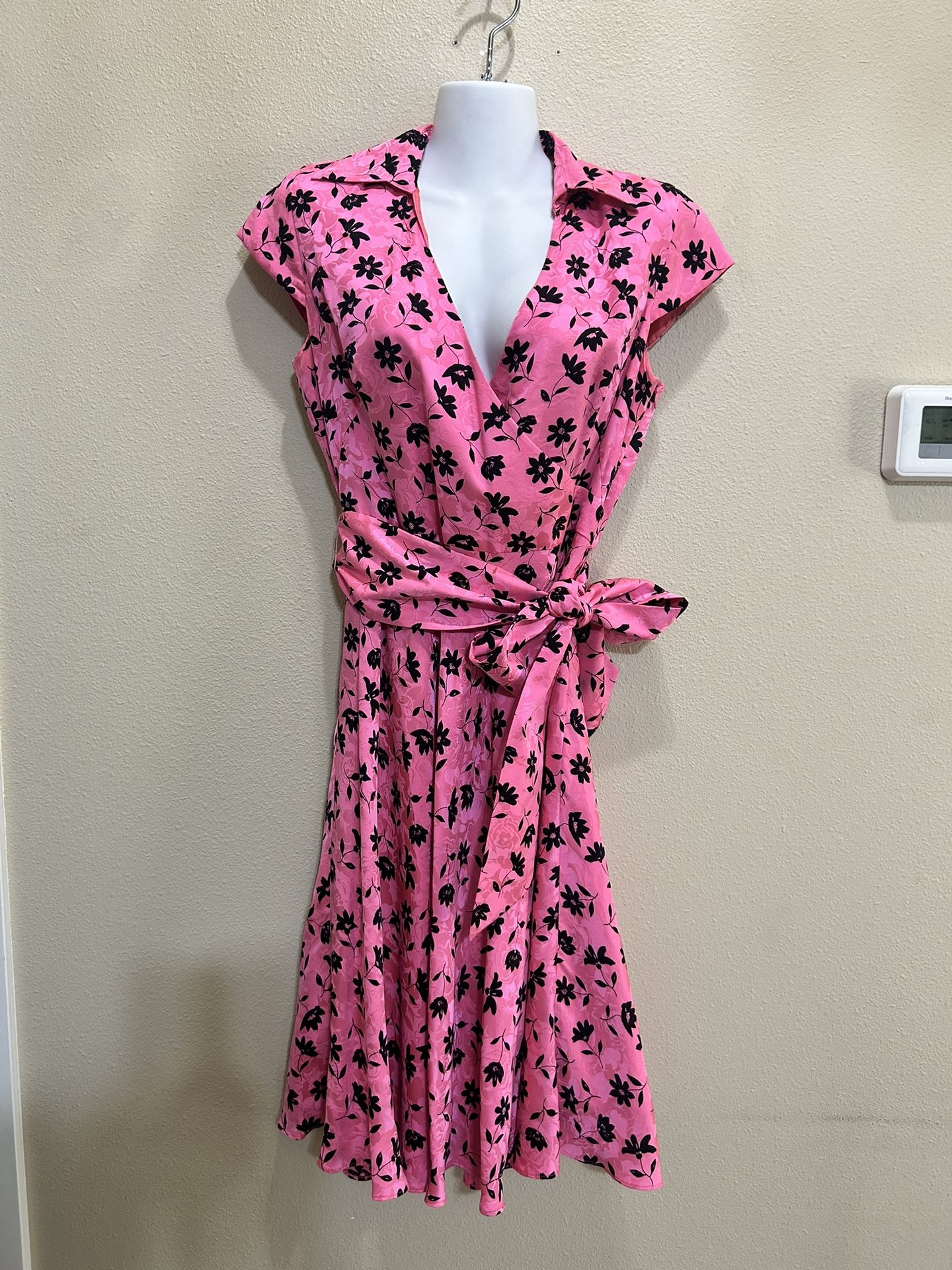 DUE PER DUE 100% Silk Floral VTG Dress 6 Lined Pink Midi Flowy ...