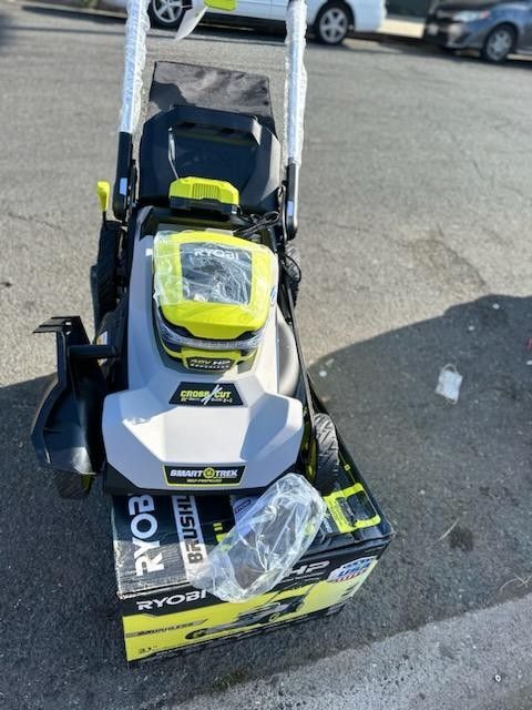 RYOBI 40V HP Brushless 21 in. Cordless Battery Walk Behind Dual-Blade Self-Propelled Mower with ...