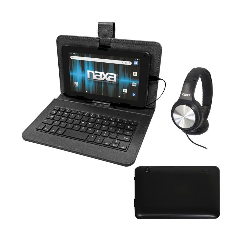 Naxa 7” Core Android 11 Tablet With USB Keyboard Case and Headphones ...