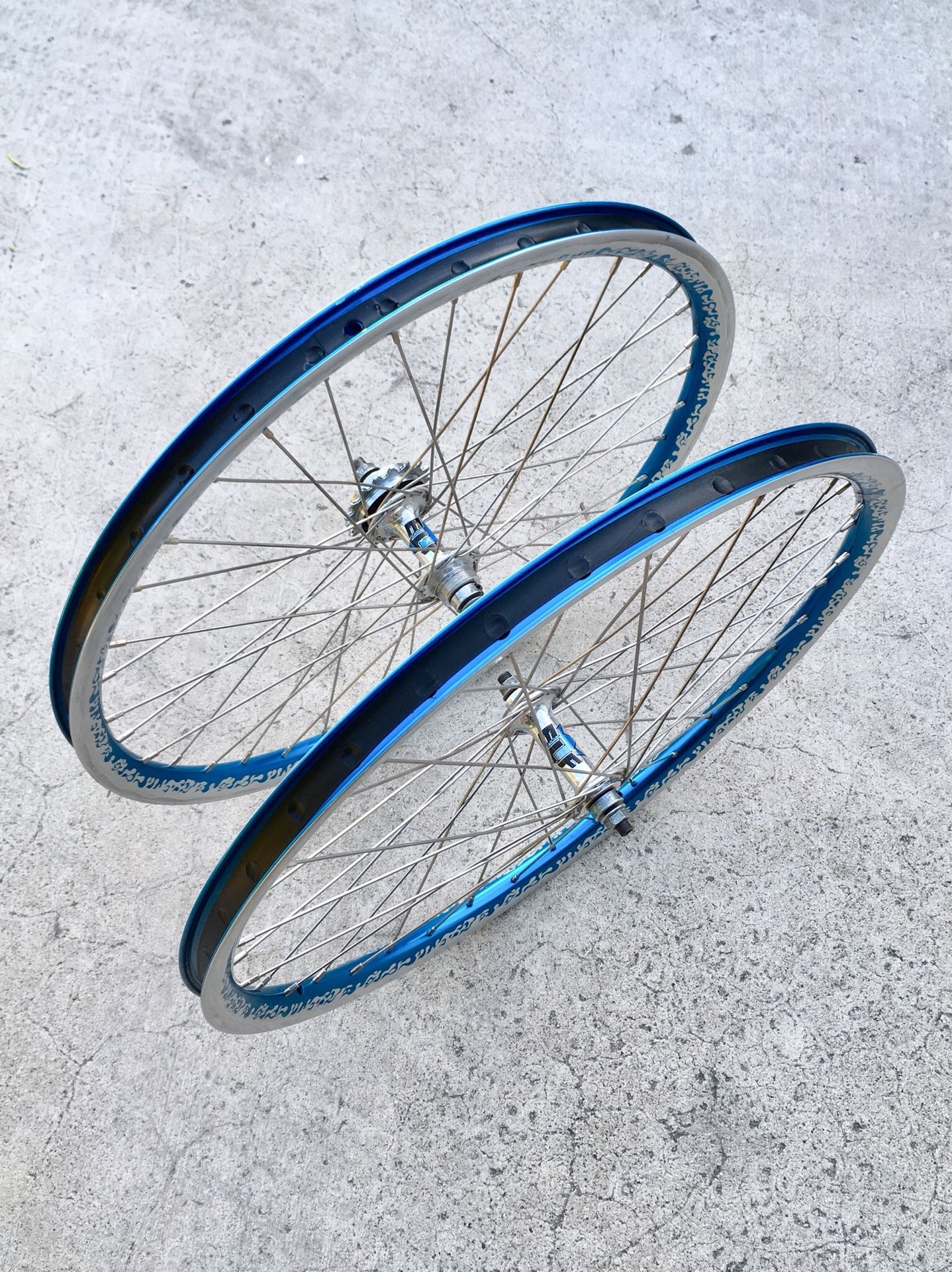 ELF USA SEALED HUBS 24” ODYSSEY T1000 BLUE FLAMES BMX RIMS WHEELS SET ...