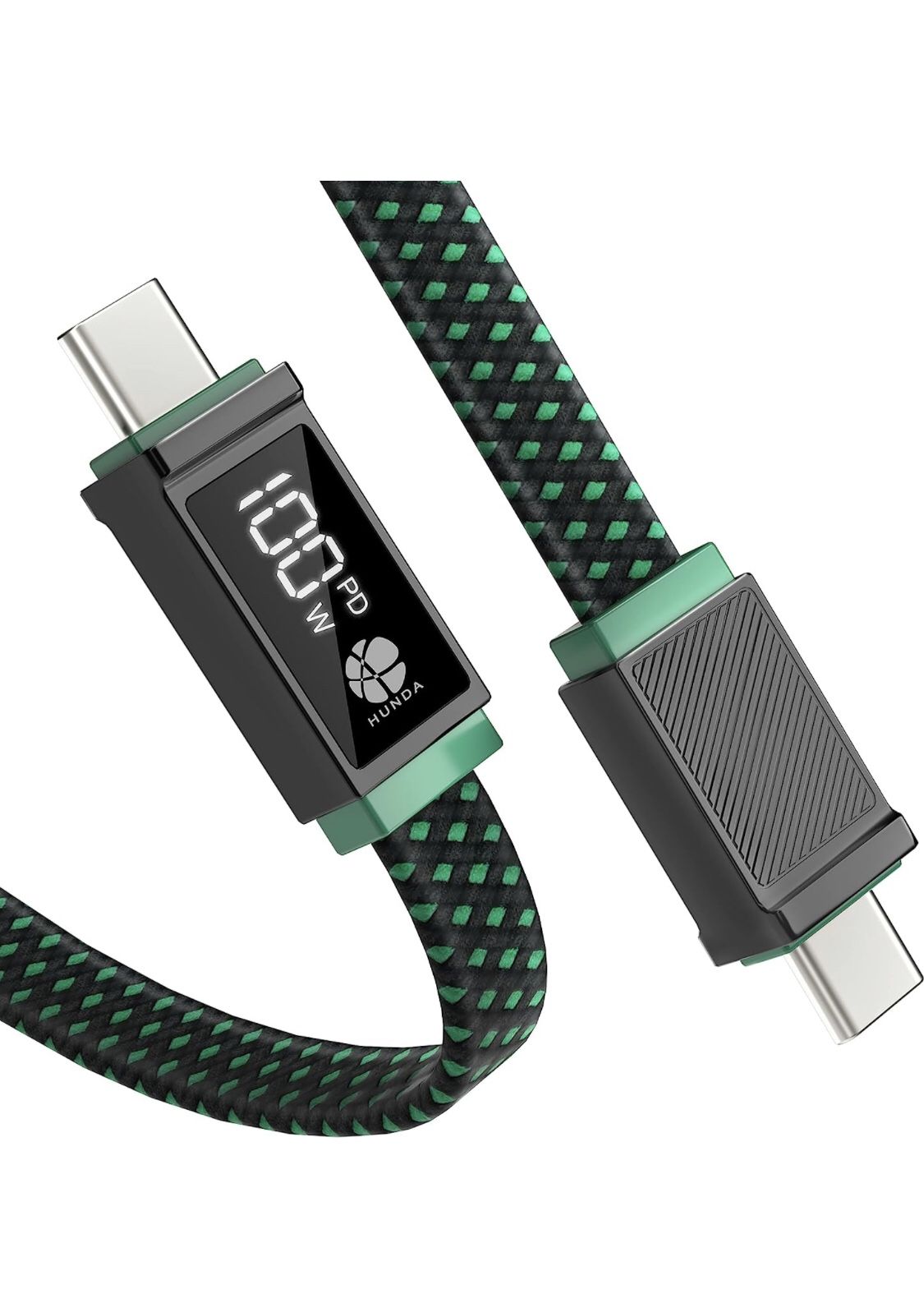 USB C to USB C Cable 100W,HUNDA USB C Cable with Display [6.56FT] Flat ...