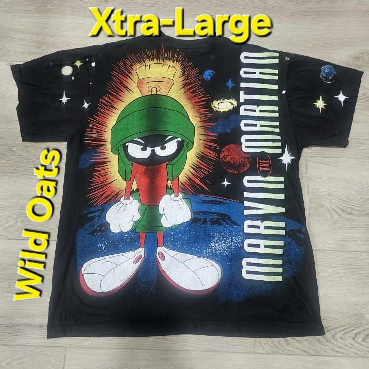 Vintage Looney Tunes Marcin The Martian Space Tee T-shirt Black Xl Xtra ...