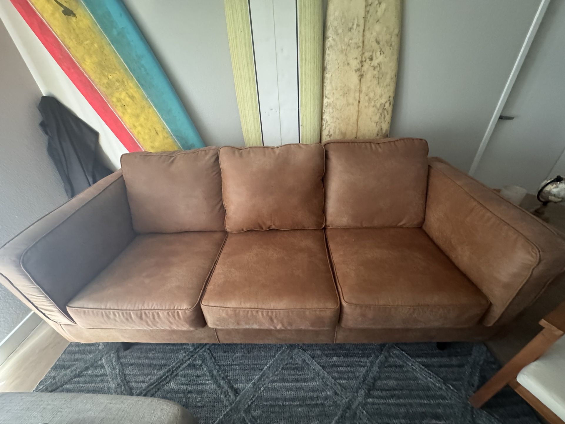 Light Brown Leather Couch for Sale in San Clemente, CA - OfferUp