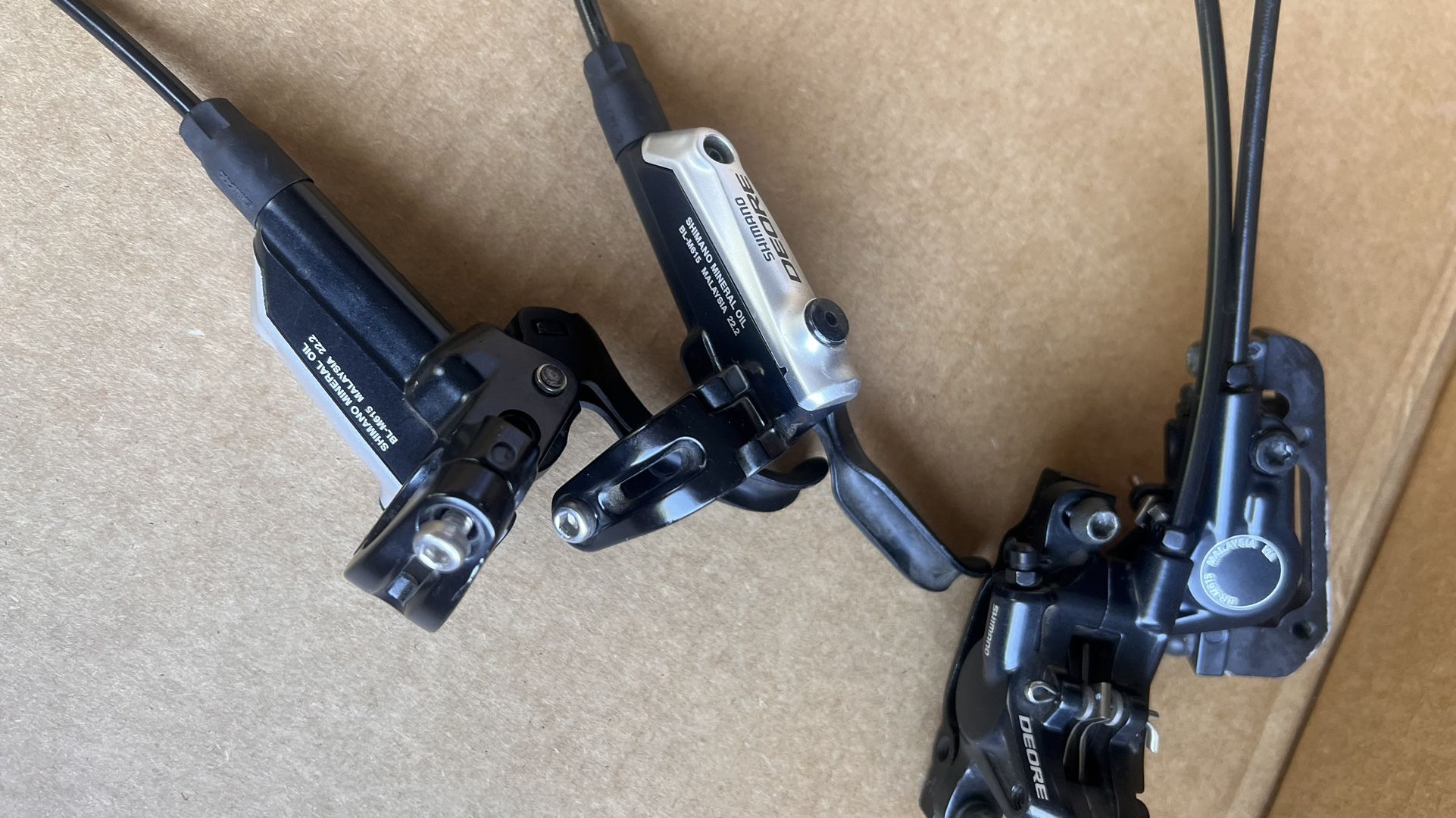 Shimano Deore M615 Disc Brake Set Left Front 750mm Right Rear 1450mm w ...