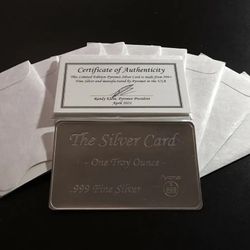 Pyromet Silver Cards .999 1ozt Pure Silver With Sleeve And CoA for Sale ...