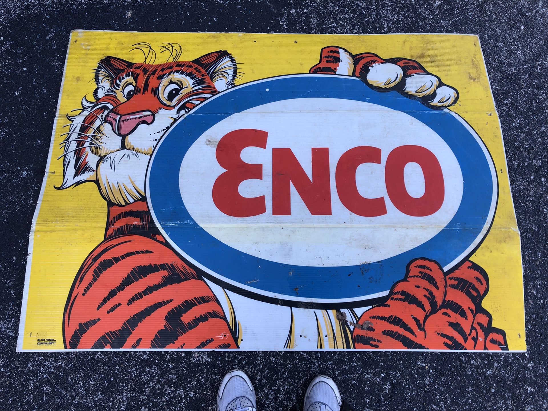Huge Vintage Enco Gasoline sign on corrugated plastic sheet. for Sale ...