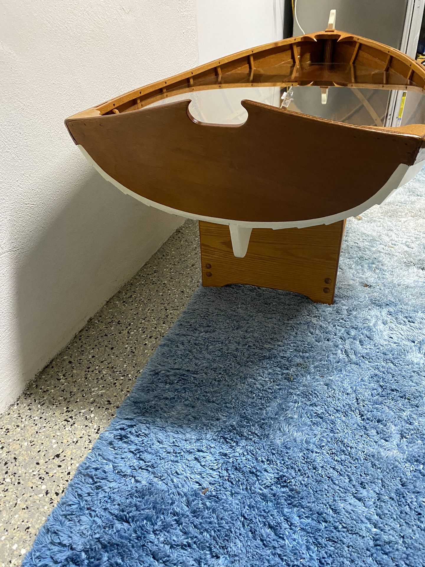 Wood-N-Stuff Vintage Handmade Nautical Row Boat Glass Coffee Table for ...