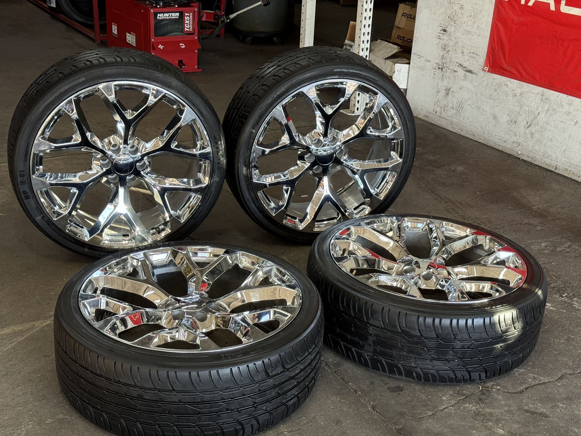 26” Chrome Snowflake Replica Wheels With Tires ( Used Set) for Sale in ...