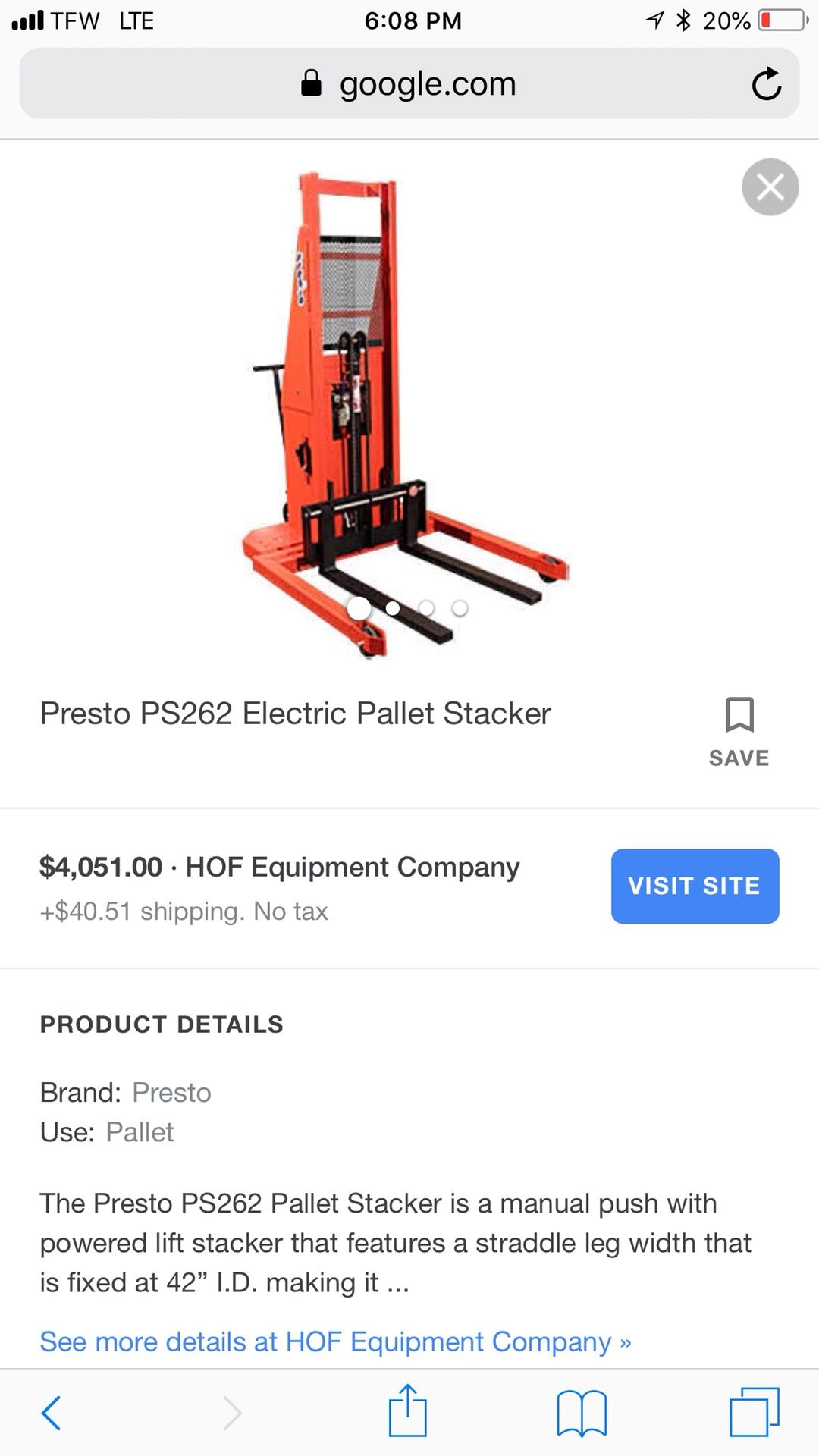 PRICE REDUCED! Presto PS262 Electric Pallet Stacker for Sale in ...