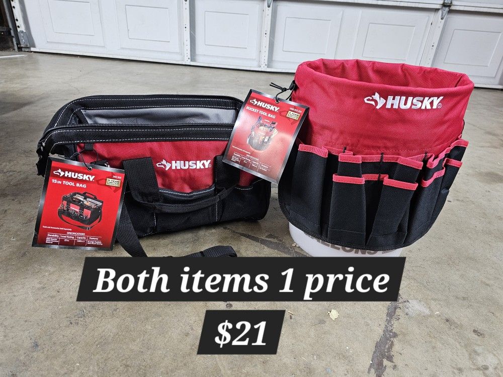 HUSKY 15 in. Tool Bag and 12 in. 5 gl. Bucket Tool Bag for Sale in ...
