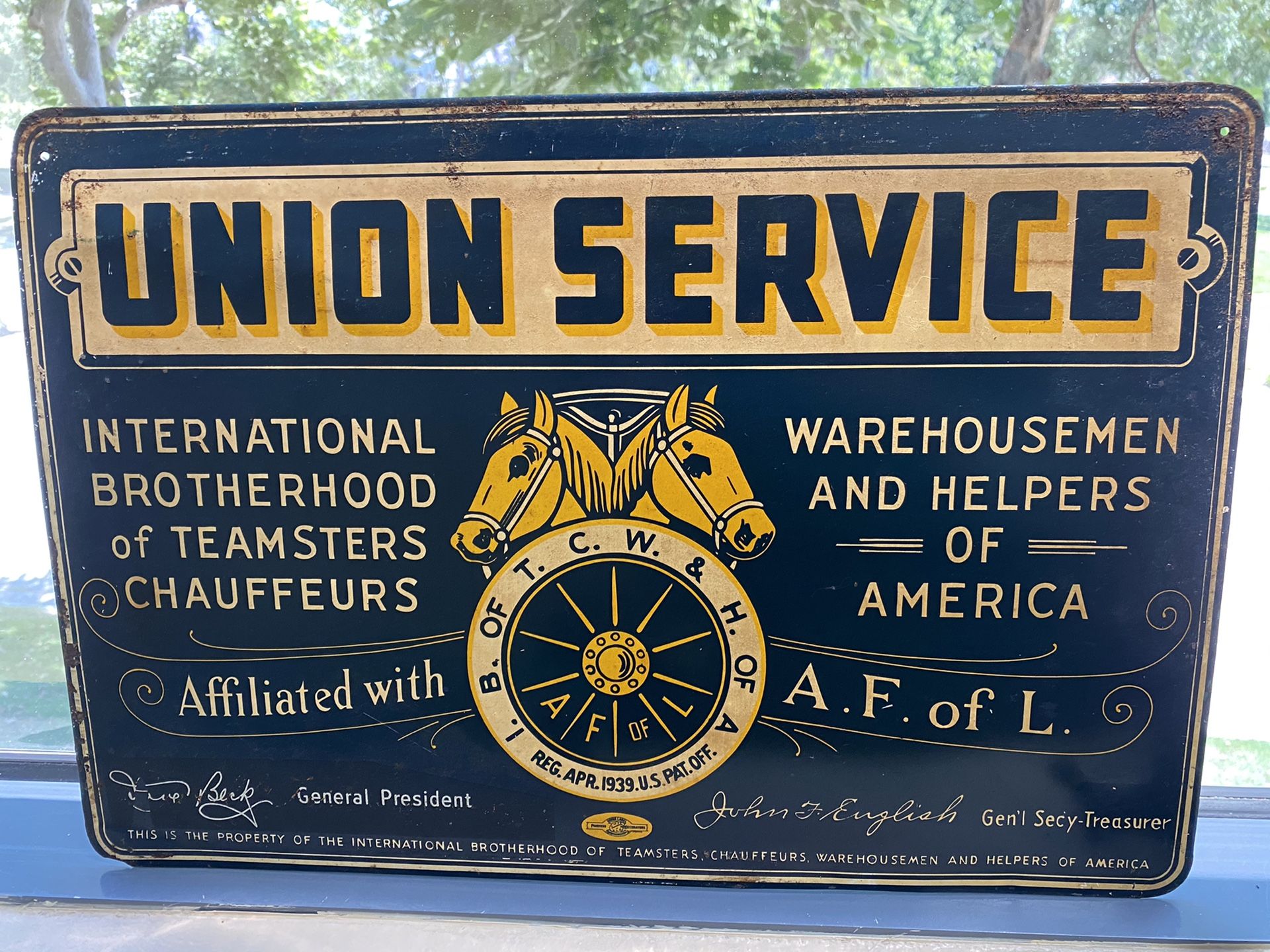 Rare Vintage 1950’s Teamsters Union Service Sign for Sale in Fullerton ...