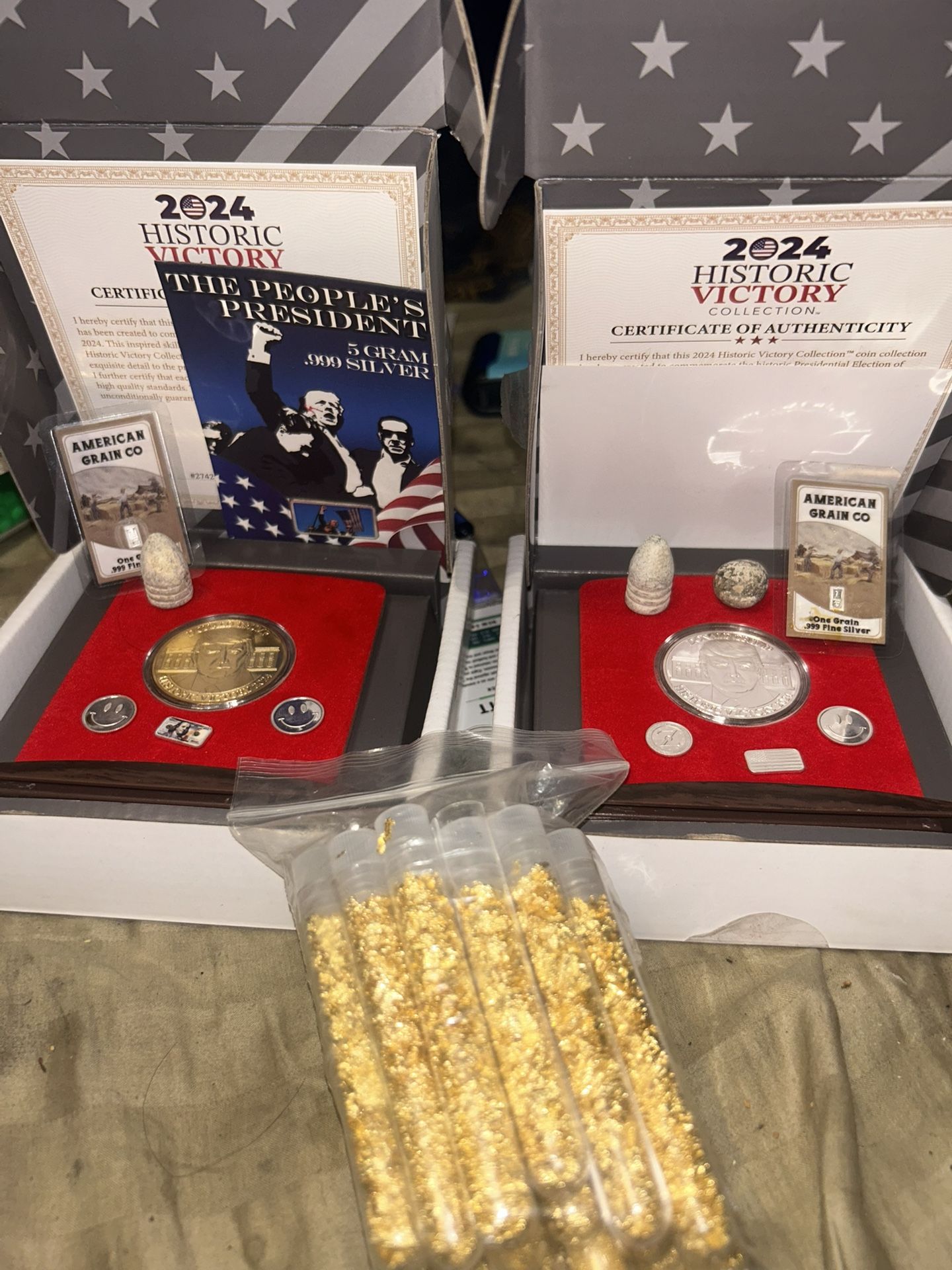 Two individual 2024 victory Donald Trump contribute coins and some ...