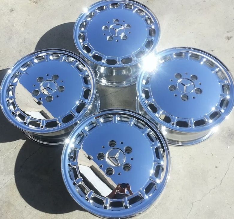 560 SL 1989 15 “ X 7 4Chrome Rims Mercedes Benz OEM Wheels 4 Pieces ...