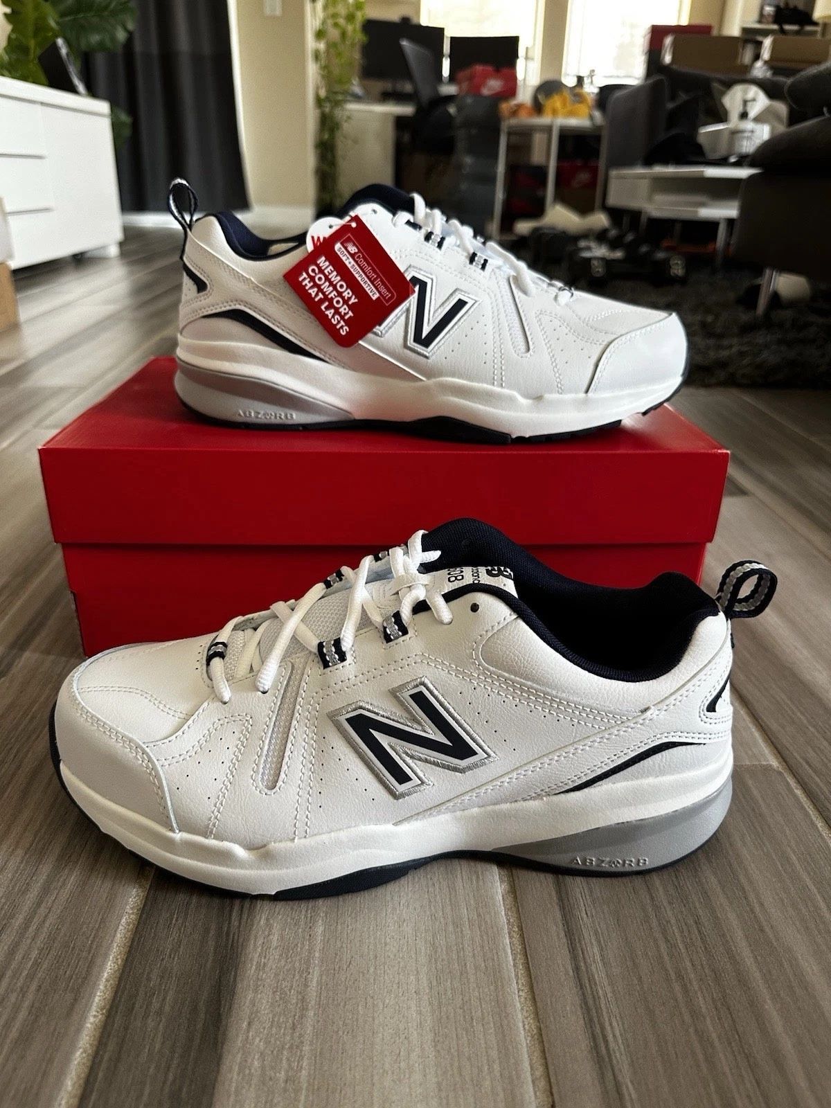 Men's New Balance 608 V5 Running Shoes - White Blue (4E Wide Width ...