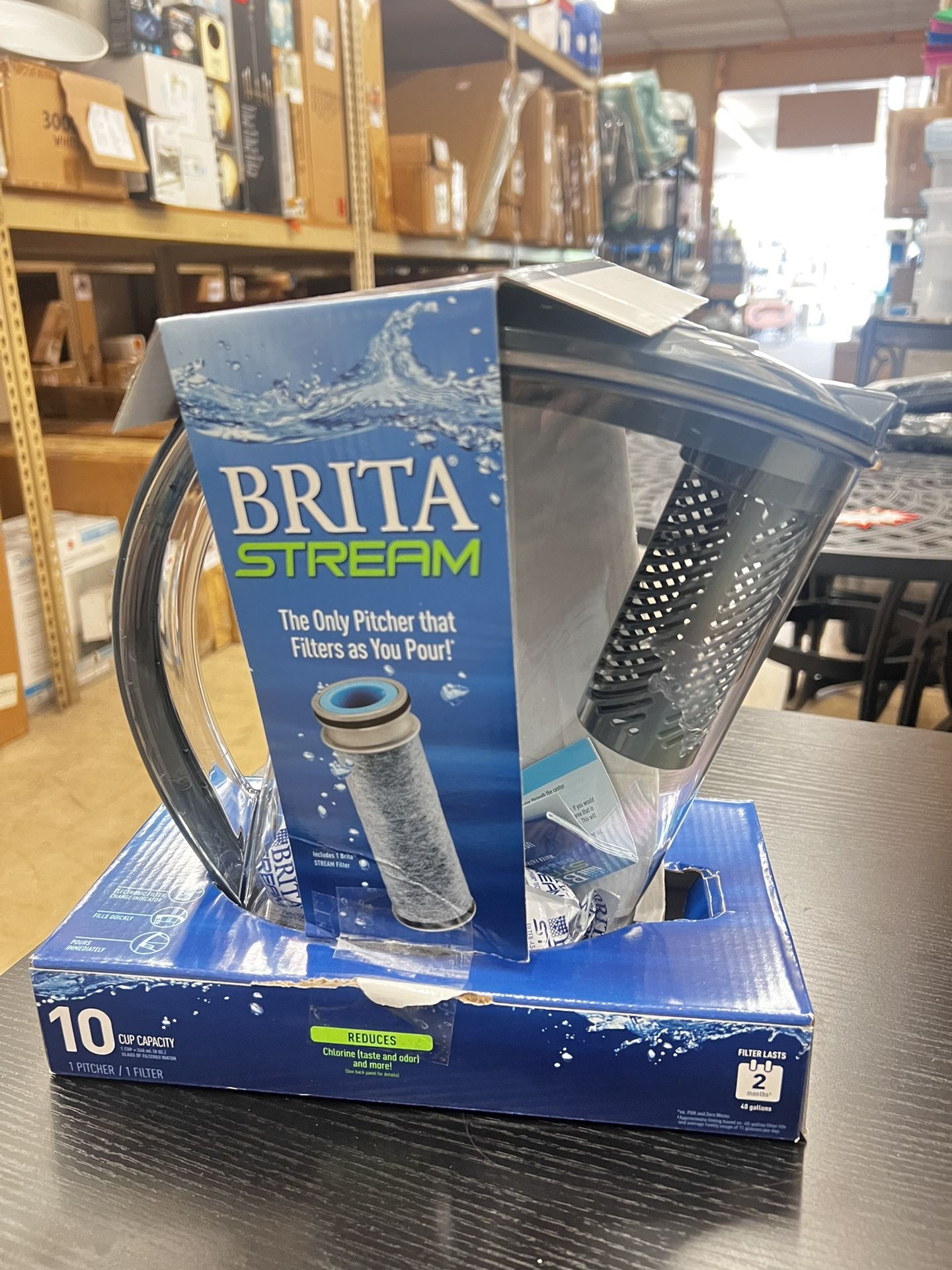Large Stream Filter as You Pour Plastic 10-Cup Gray Water Filter ...