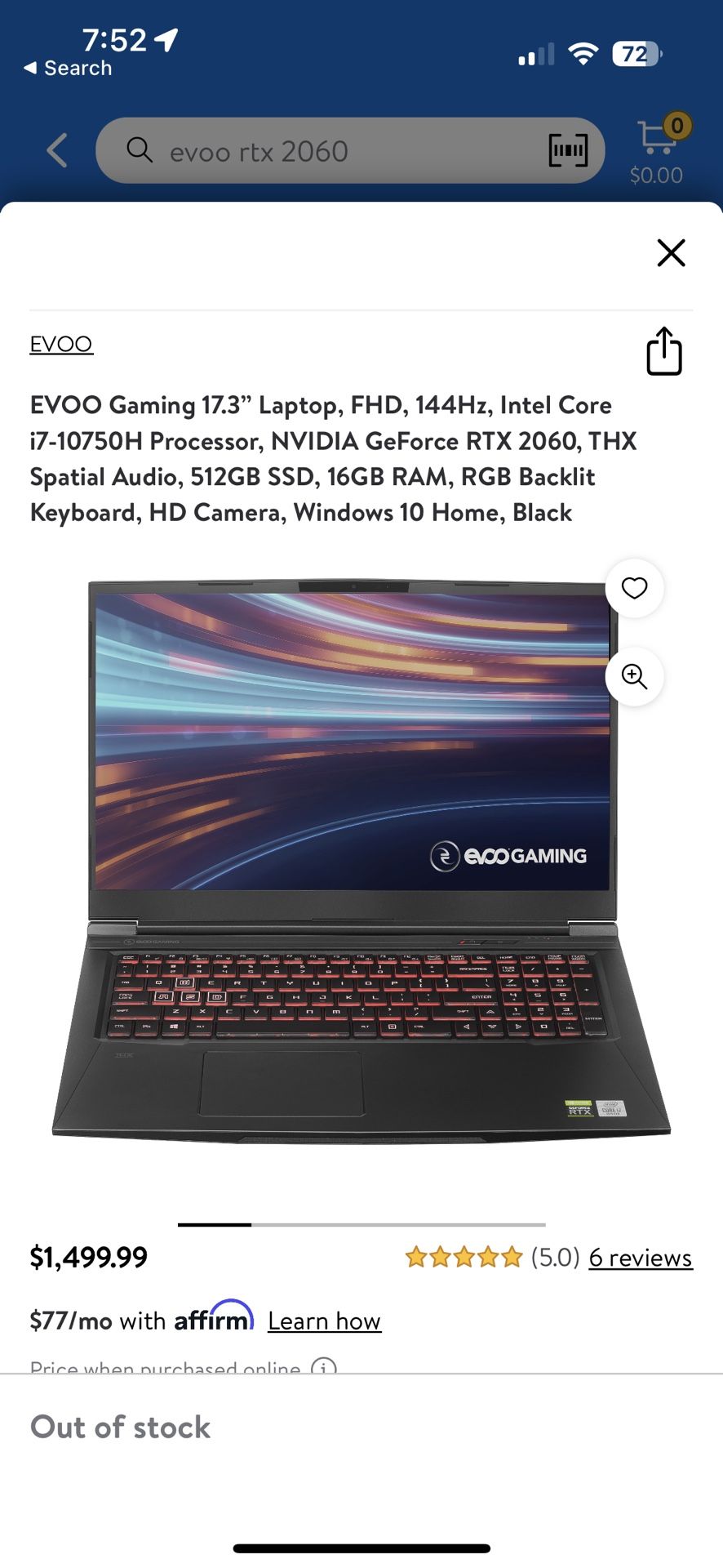 Evoo Gaming Laptop, Rtx 2060 6gb for Sale in Rowlett, TX - OfferUp