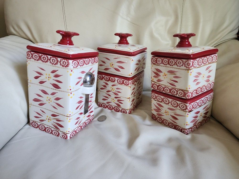 Temptation Old World Bt Tara Set Of 3 Large Porcelain Storage Jars ...