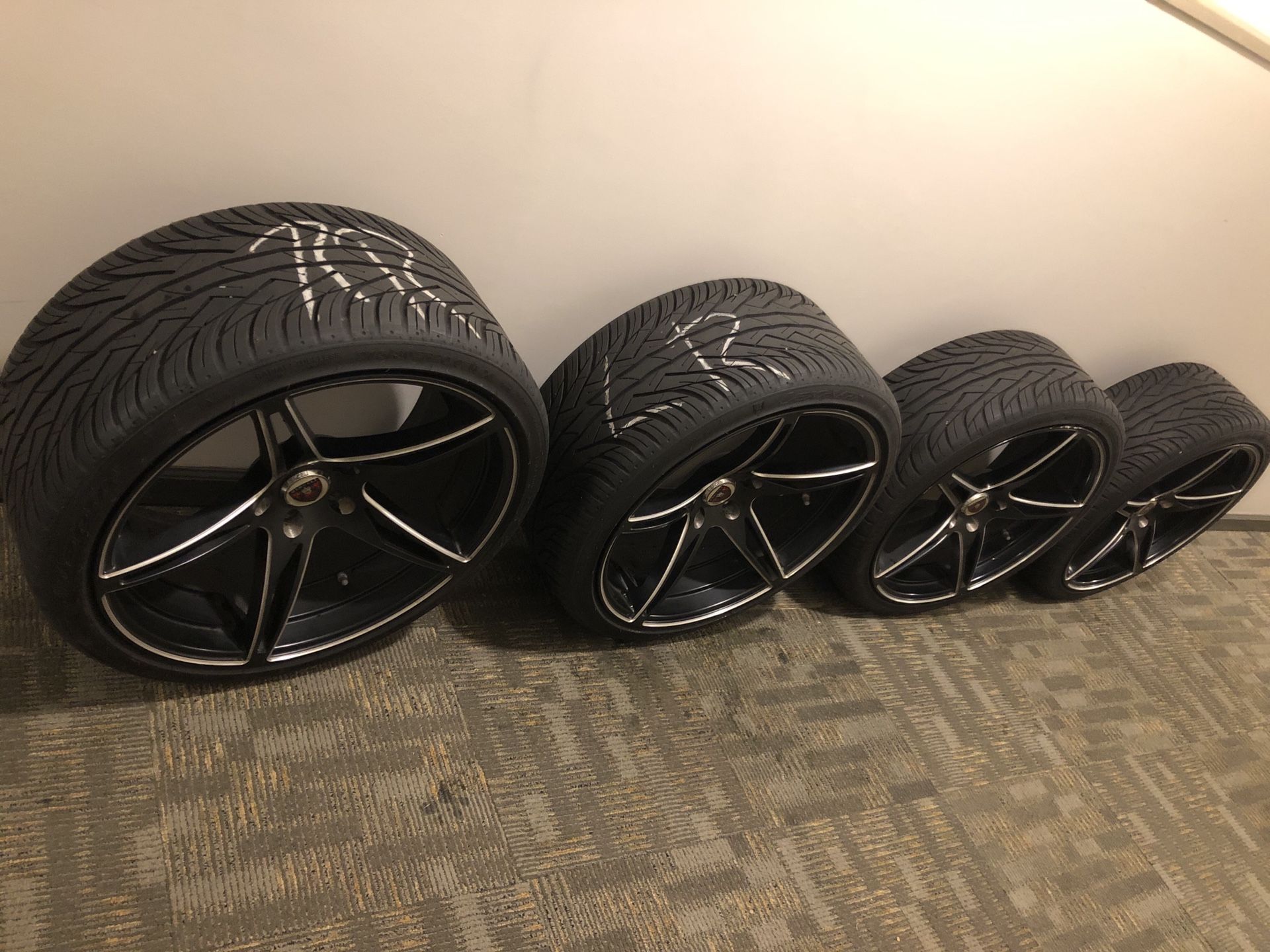 20 INCH STAGGERED MERCELI RIMS AND TIRES (package) bolt pattern 5x114.3 ...