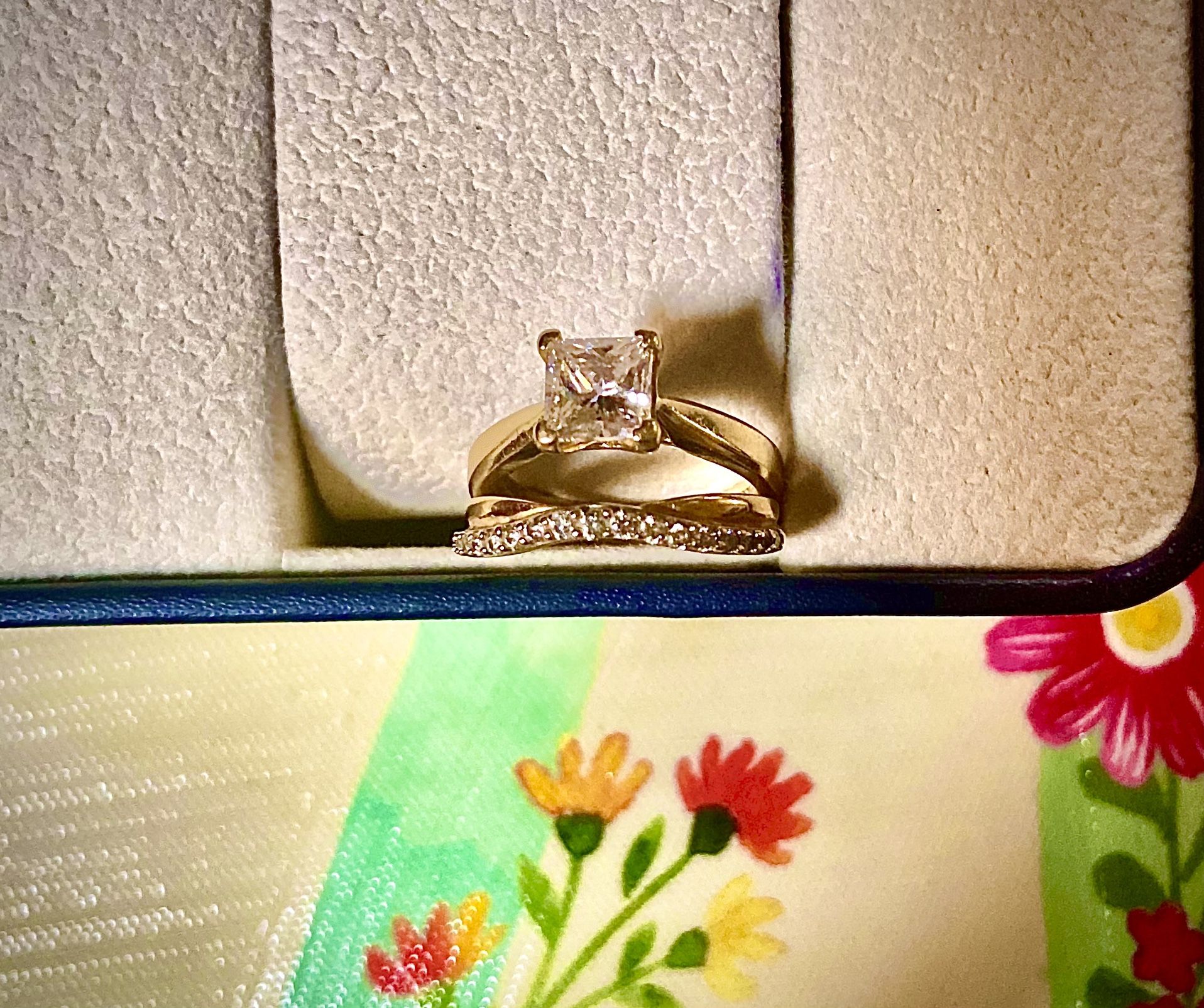 1.2 ct Princess cut Diamond of E color VS1 clarity ring set 14k carat ...