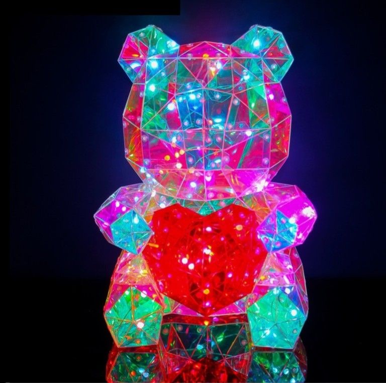 15 in LED Galaxy Gem Teddy Bear w/ Red Heart w/ Giftbox *Bluetooth ...