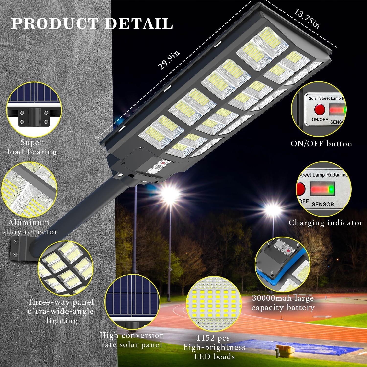 LED Solar Street Lights Outdoor - 2000W Security Solar Flood Lights ...