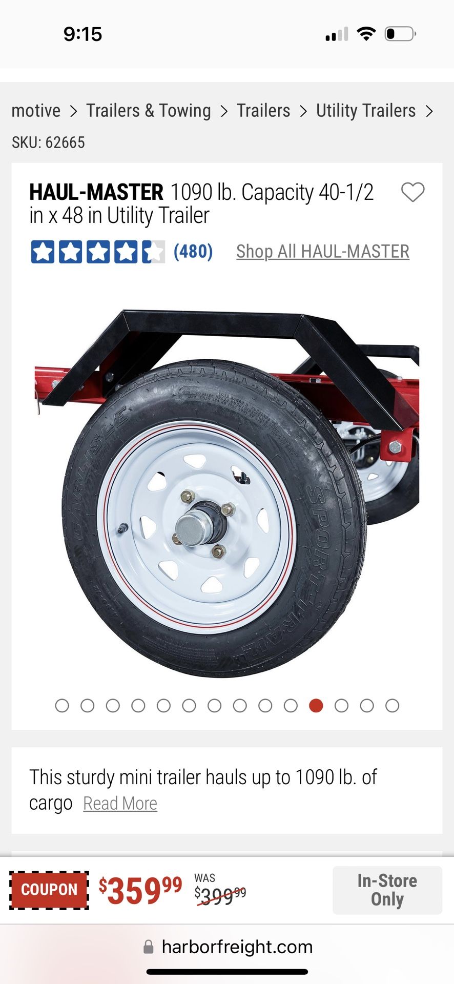Haul-Master 1090 lb Capacity 40” x 48” Utility Trailer for Sale in ...