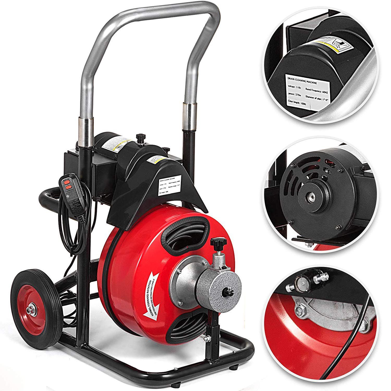 100 Ft x 3/8 Inch Electric Drain Auger Best fit 1”(25mm) to 4”(100mm ...