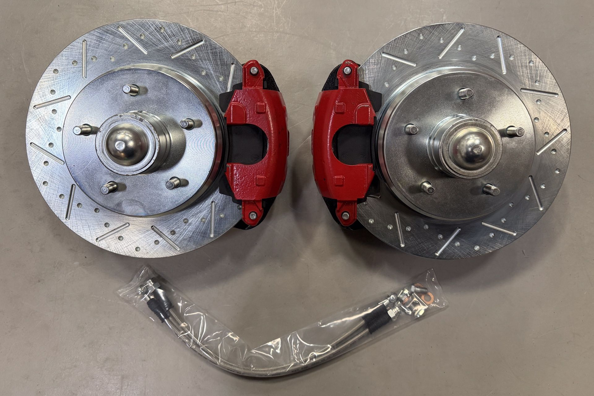 12” Disc Brake Kit For Chevelle El Camino 2” Drop Spindles Red Calipers ...