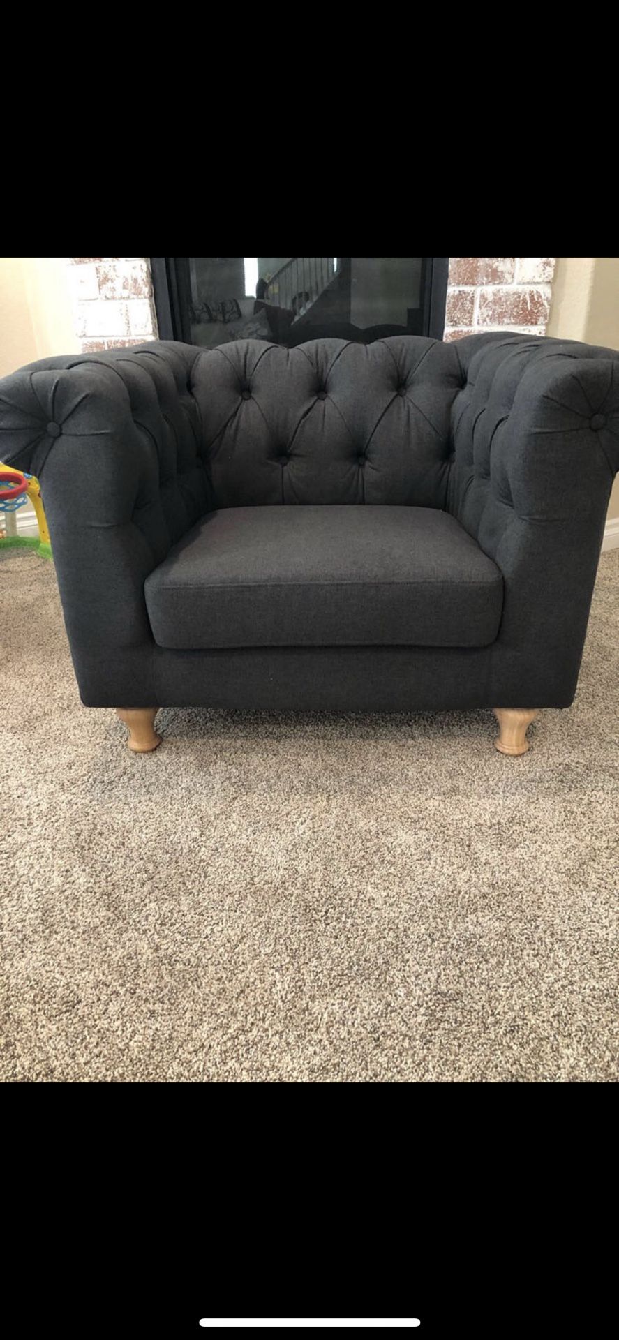 Charcoal gray Quentin chesterfield chair for Sale in Riverside CA OfferUp