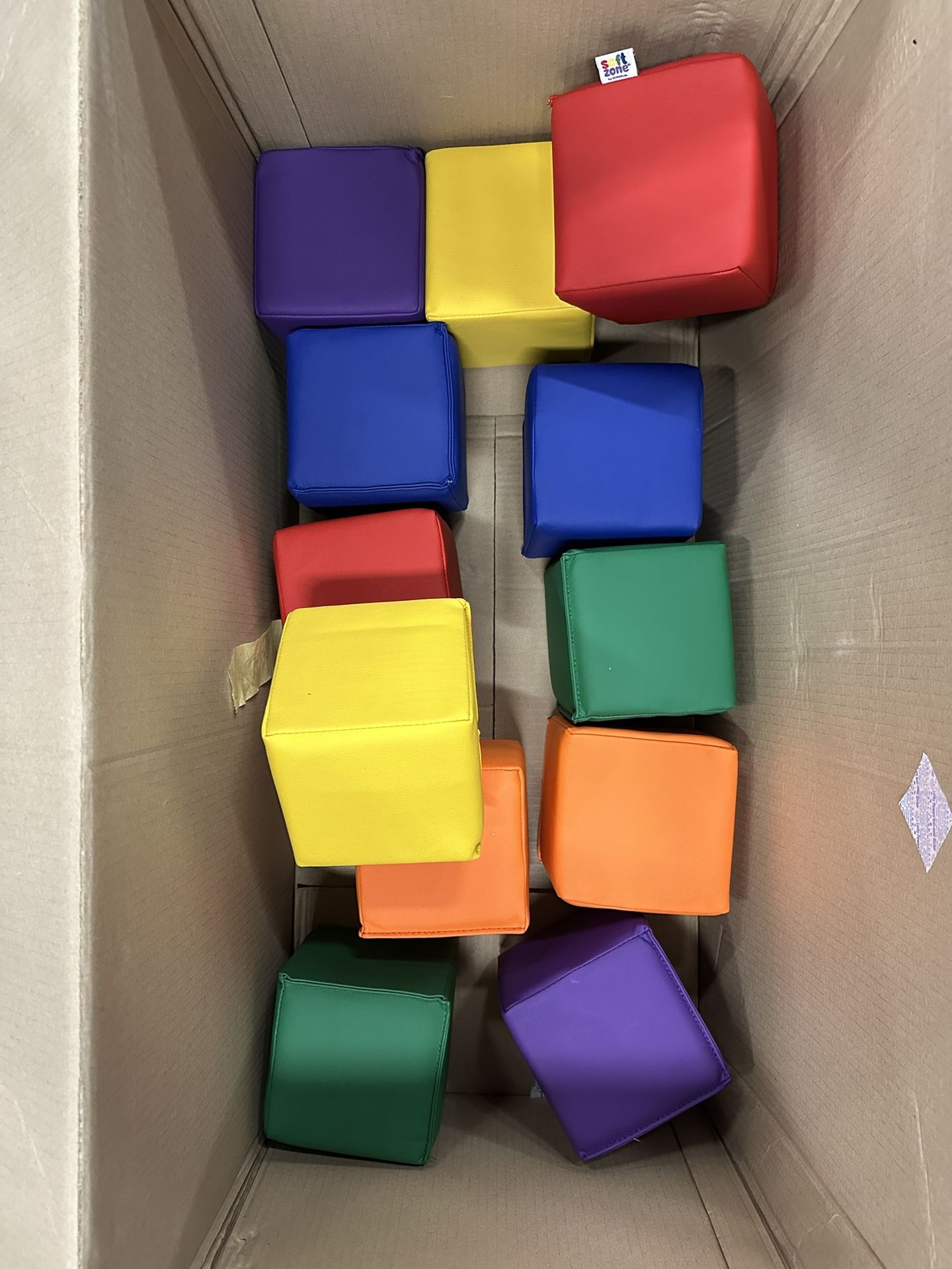 ECR4Kids SoftZone Patchwork Toddler Building Blocks Foam Cubes 12 Pack ...