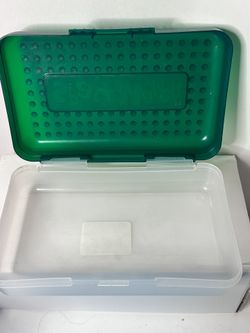 VINTAGE Spacemaker green & clear & Spacemaker 2 blue plastic pencil box ...