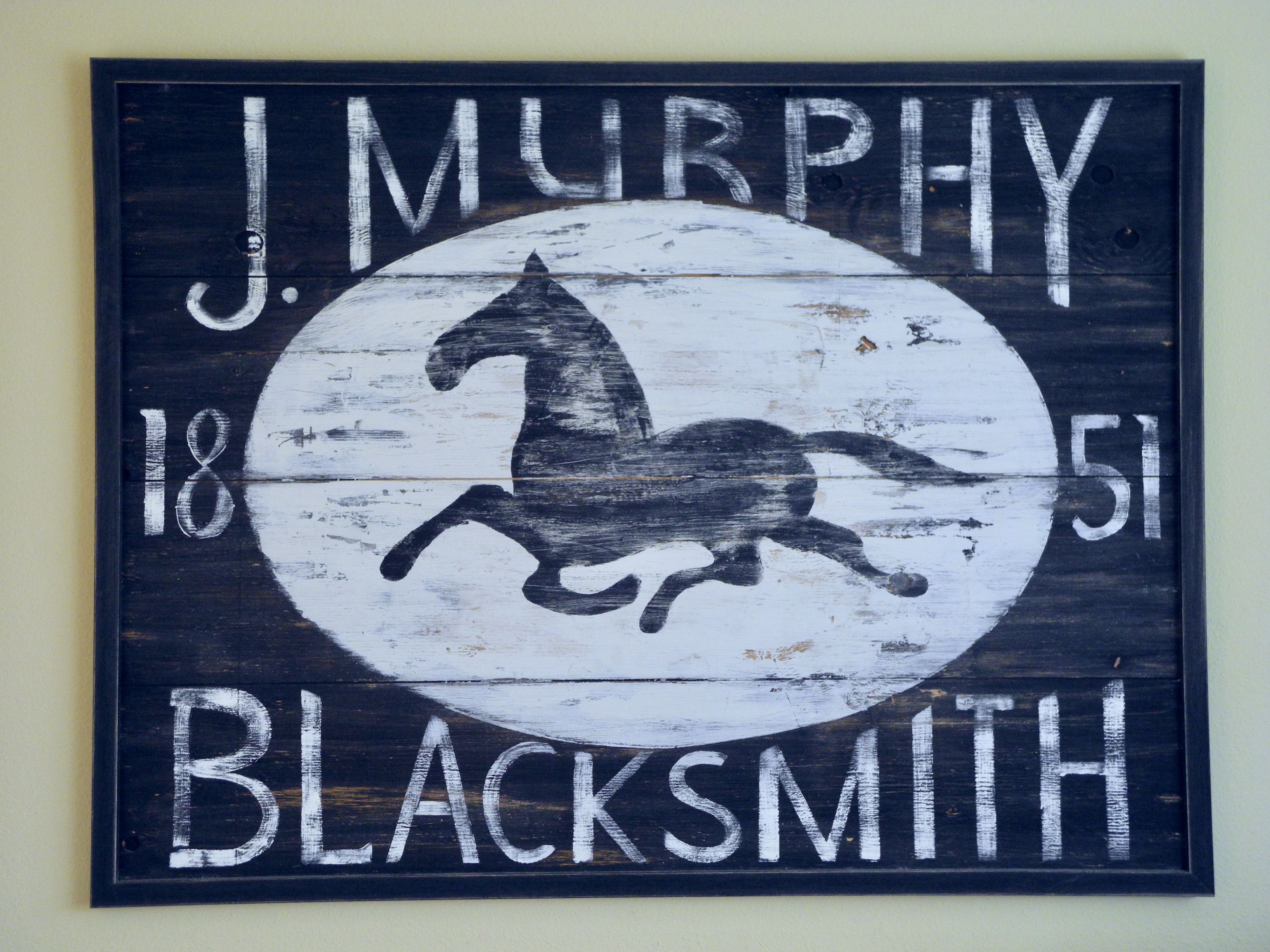 LARGE Vintage Ethan Allen J. Murphy Horse Blacksmith Wood Sign Artwork ...