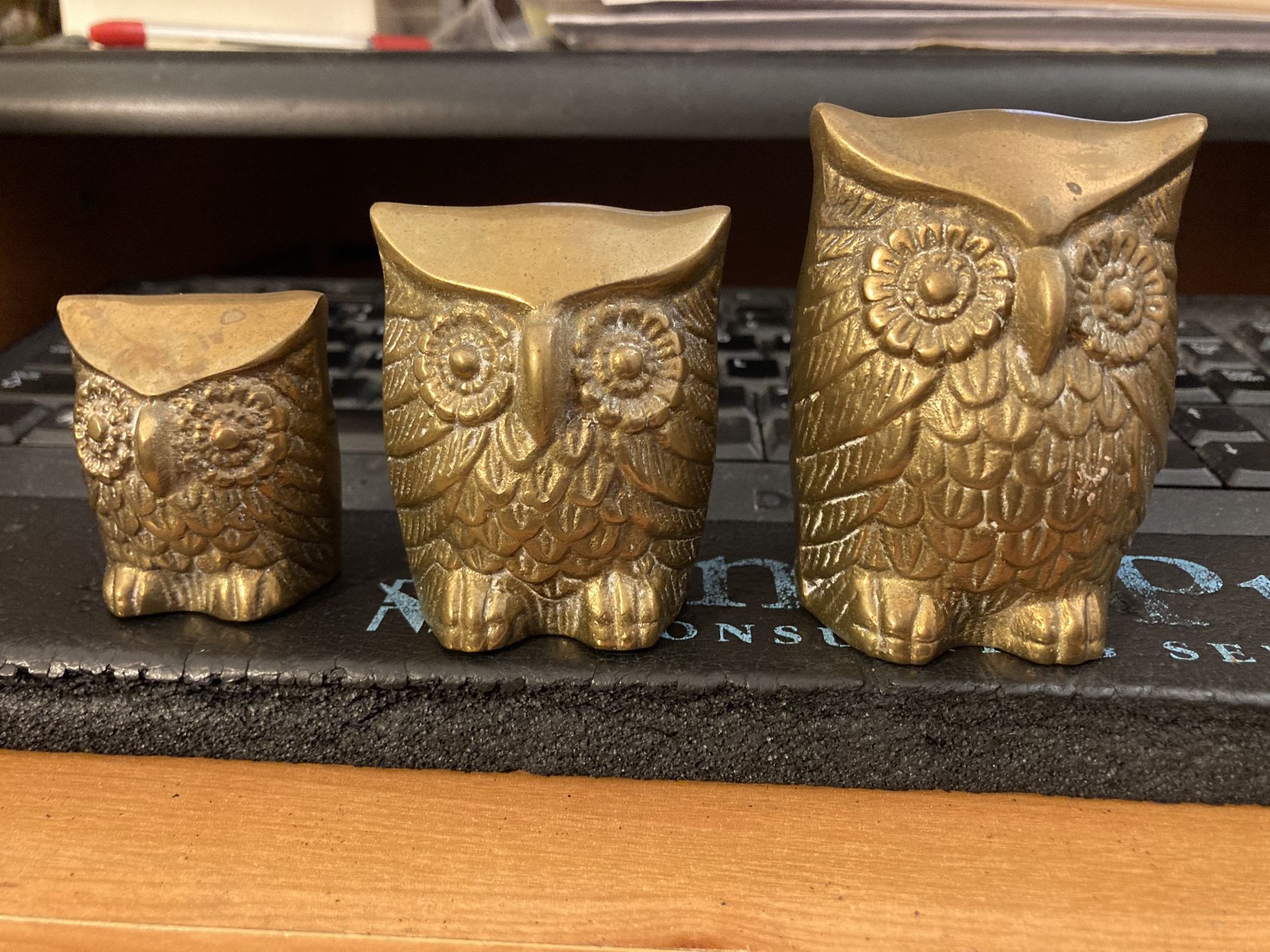 Vintage Leonard Silver MFG. Co. Solid Brass Collection Owl Figurine, Set of 3, Korea for Sale in ...