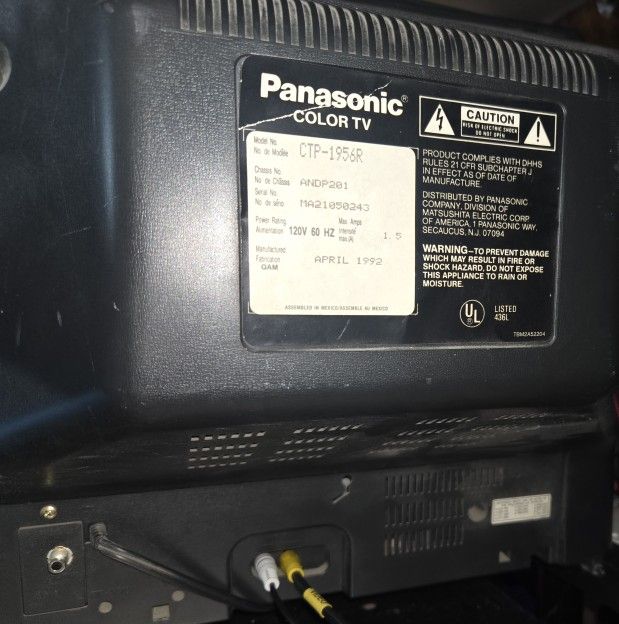 Panasonic, CRT TV, CTP-1956R, 20 Inch CRT TV for Sale in Alta Loma, CA ...