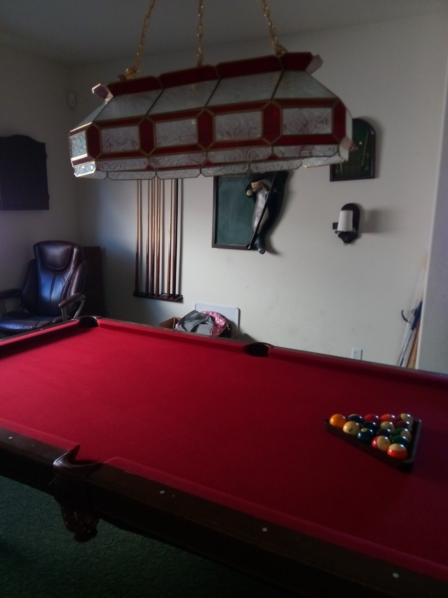 8 Ft. Olhausen Pool Table 3 Piece Slate w/ Pool Table Chandelier, Full ...