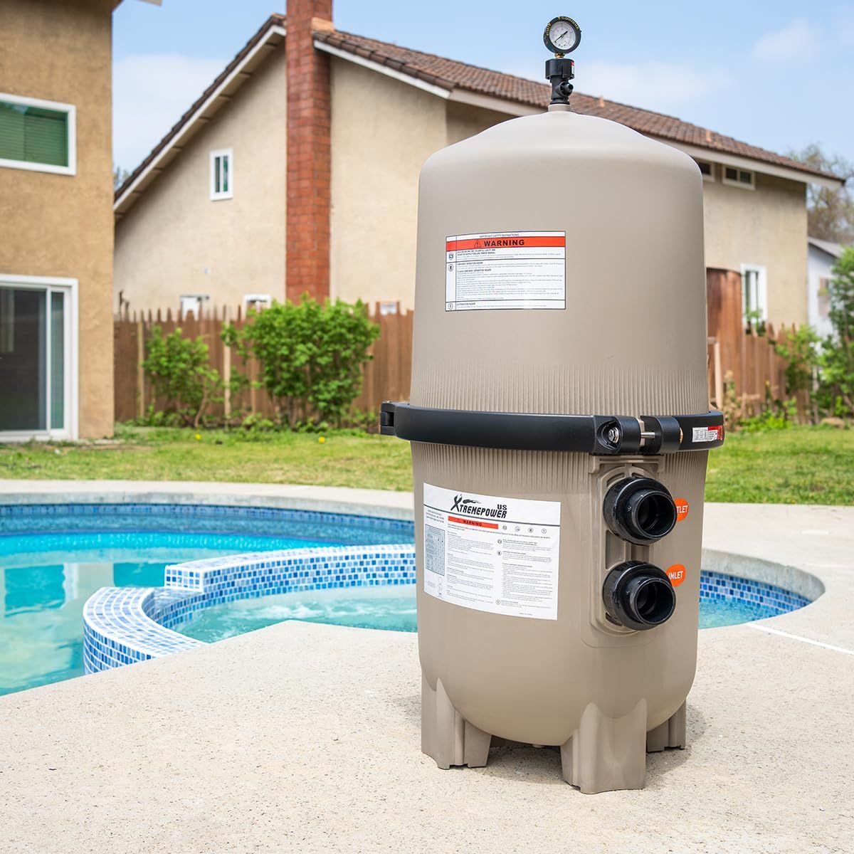 62 sft DE Pool Water Filter In Ground Pool 120 GPM Diatomaceous Tank ...