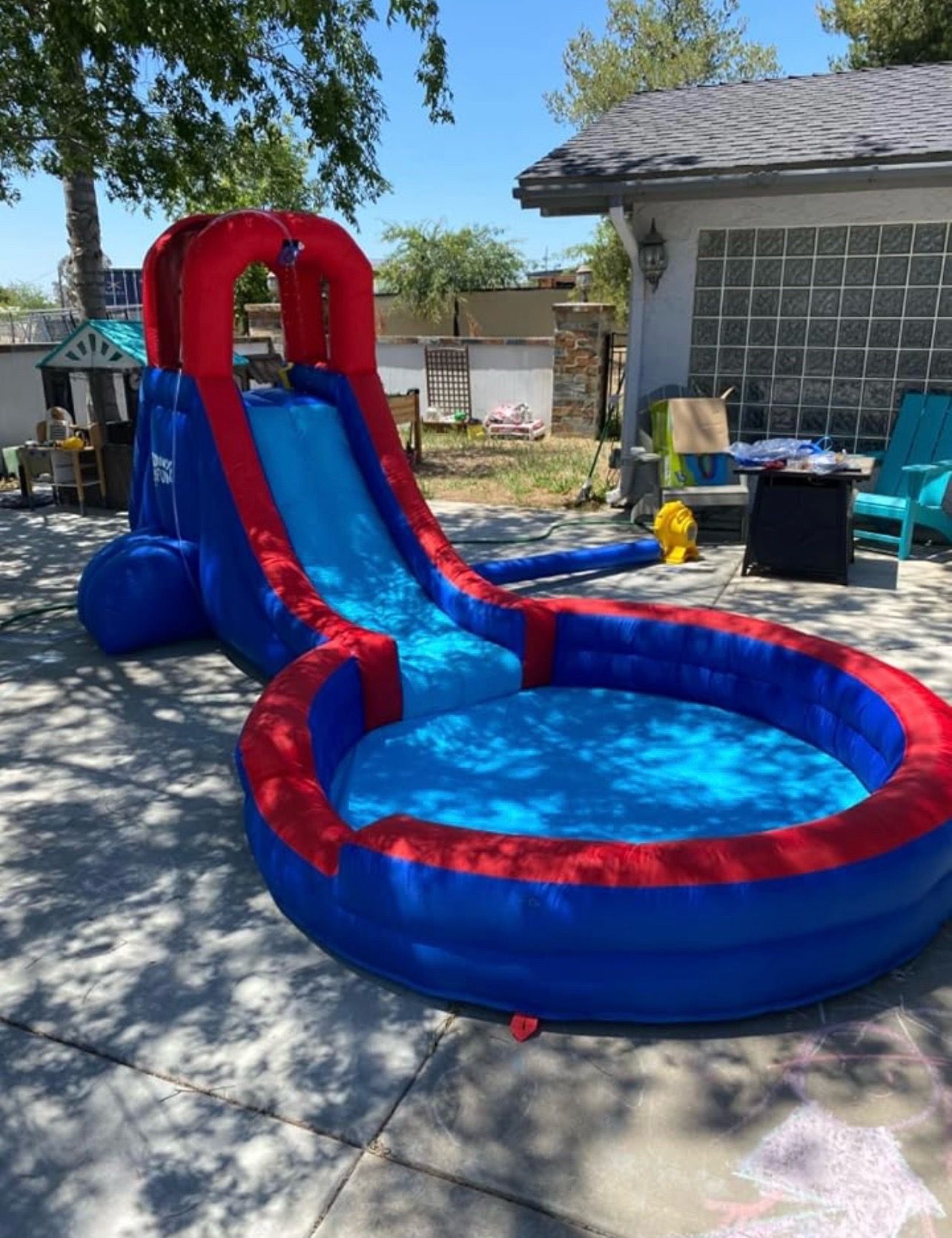 New in box Inflatable water park slide pool with blower for Sale in ...