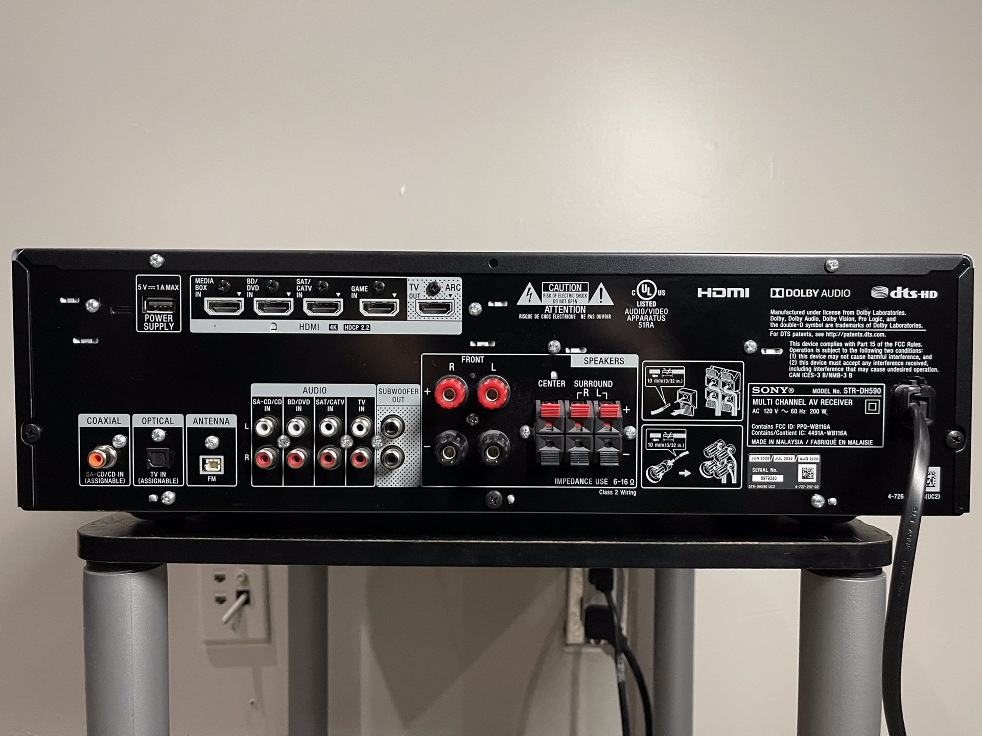 SONY STR-DH590 5.2-channel 4K HDR Home Theater receiver with Bluetooth ...