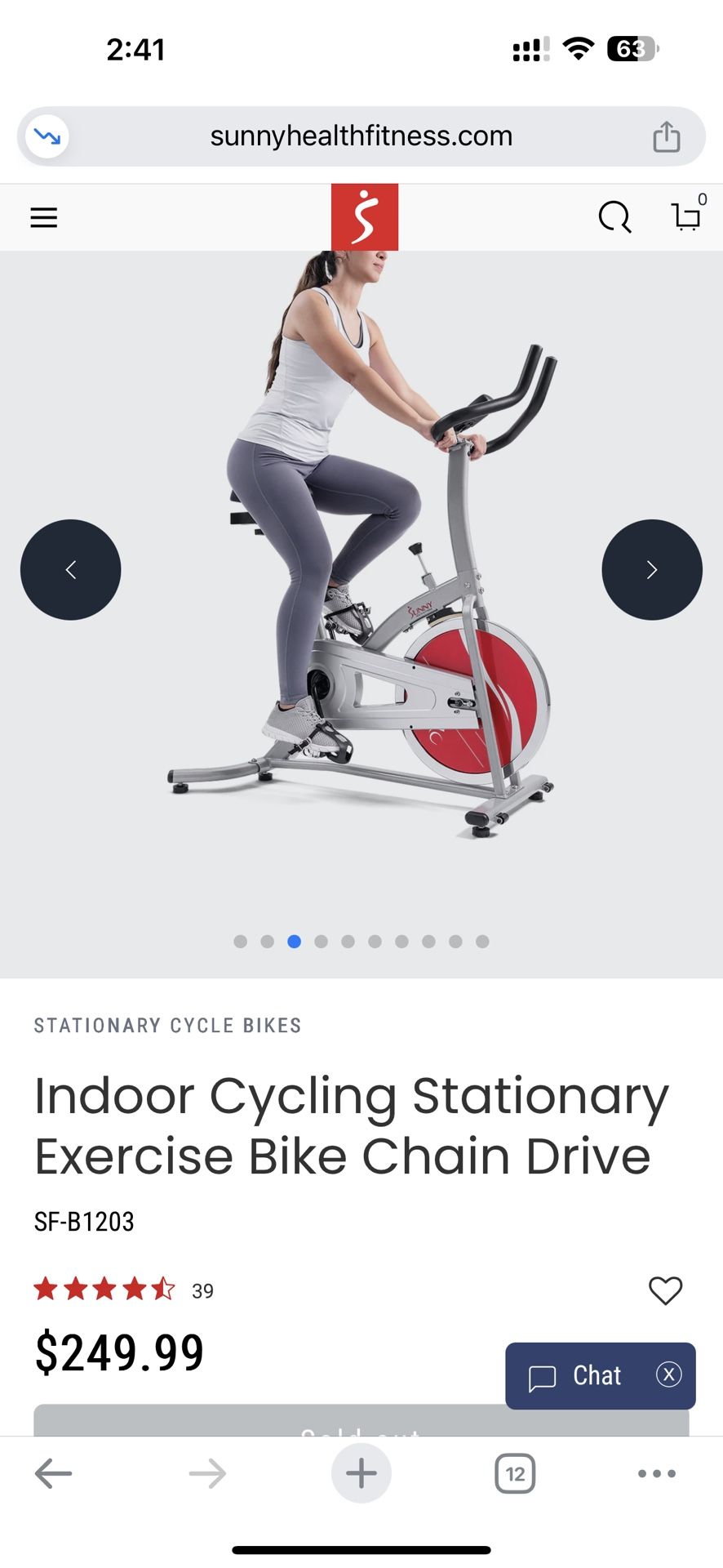 Indoor Cycling Stationary Exercise Bike Chain Drive SF-B1203 for Sale ...